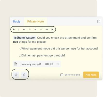 Private Notes - Snypto CRM